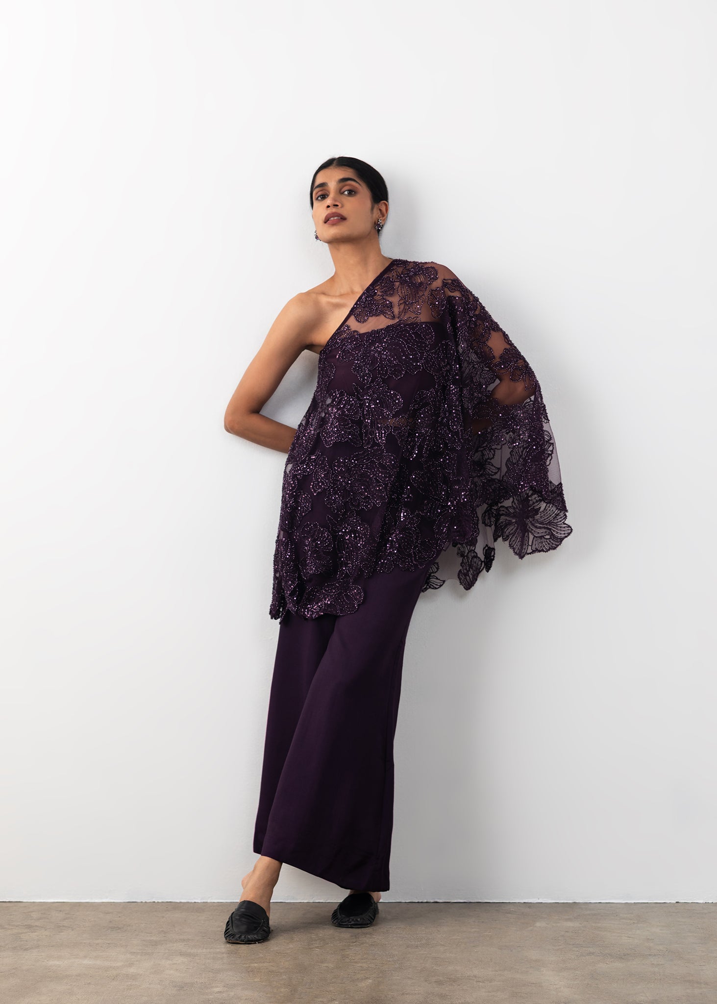 Embroidered One Shoulder Coord